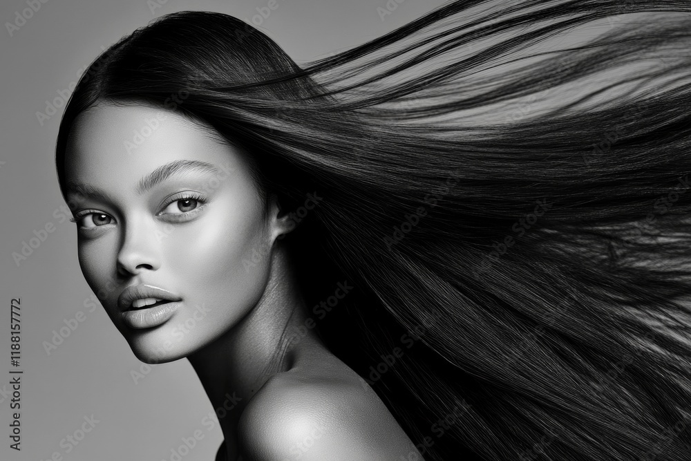 Commercial digital ads concept layout art. Attractive happy mixed-race ...