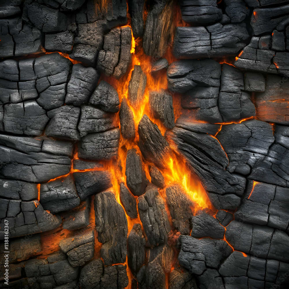 Glowing Embers and Burning Lava. A Fiery Volcanic Texture Stock Photo ...