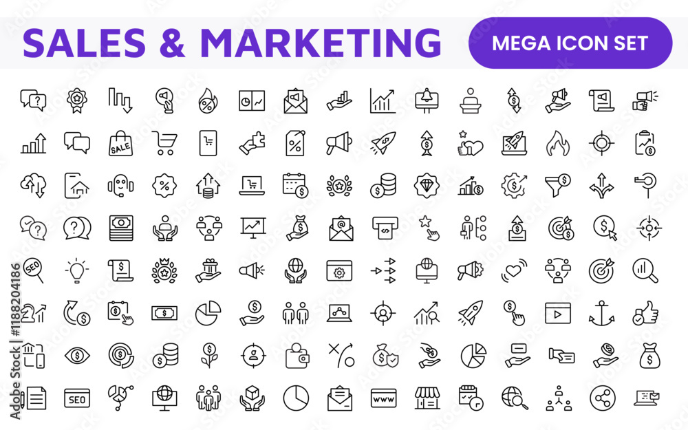 Sales and Marketing Icon Set. A dynamic collection of icons designed to ...