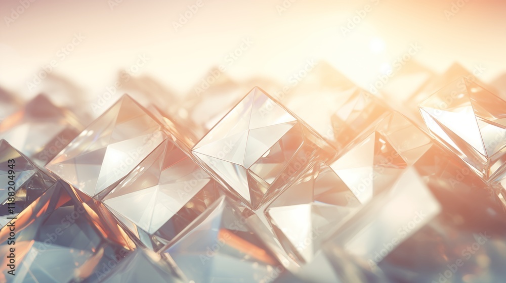 Geometric diamond shapes with vibrant colors, golden hour lighting ...
