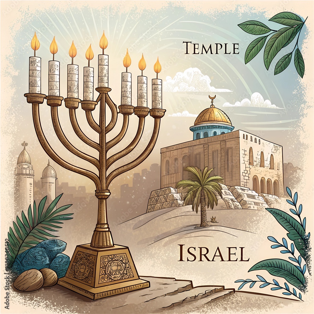 A candelabrum used in the Temple and is an emblem of Judaism and Israel ...