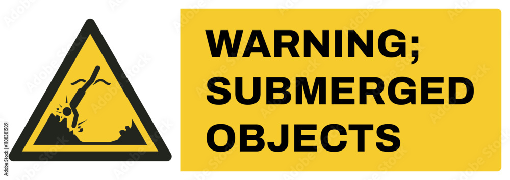 ISO warning safety signs uppercase text_warning ; submerged object ...