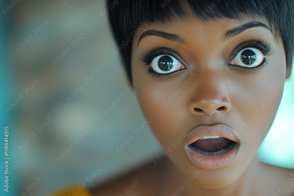 Gorgeous very shocked black girl - for ads, banner and web use. Short ...