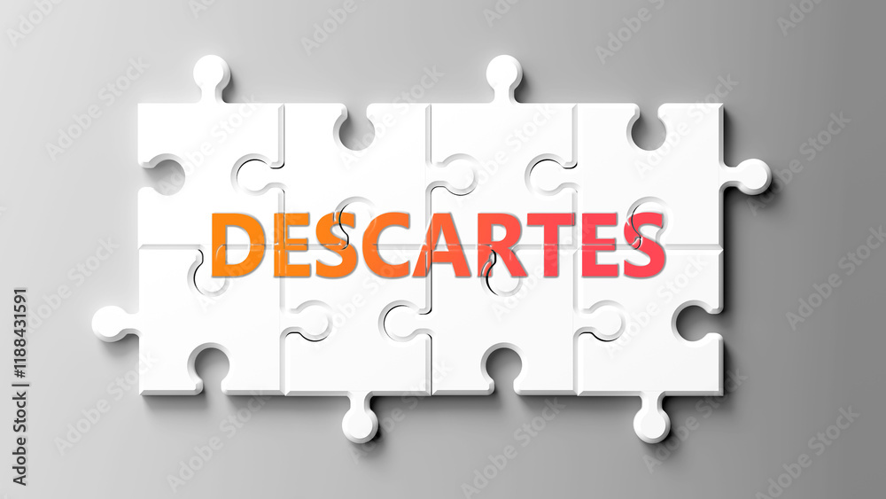 Descartes complex like a puzzle - pictured as word descartes on a ...
