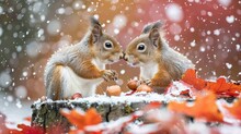 Two Acorns In Snow Free Stock Photo - Public Domain Pictures