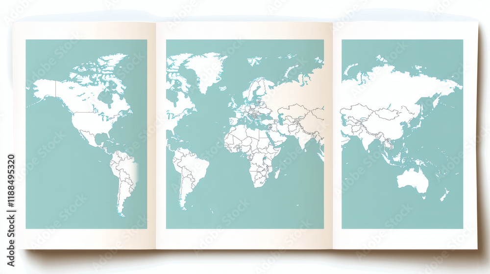 Stock-Illustration „World Map Folded: A detailed world map with ...