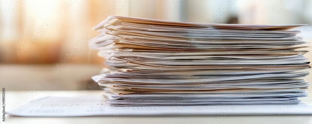 legislation policy enforcement concept. Stack of disorganized papers ...
