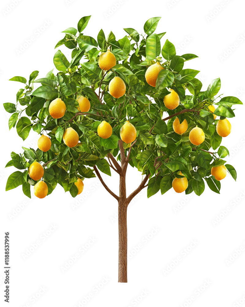 Lemon tree with ripe fruits isolated on Transparent background, PNG ...