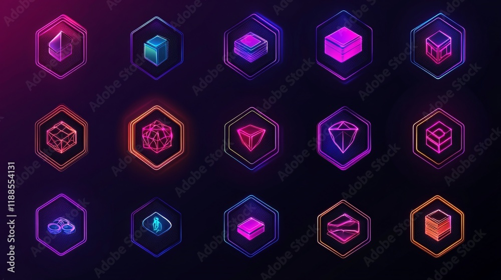 Blockchain icon collection featuring block validation in blockchain ...