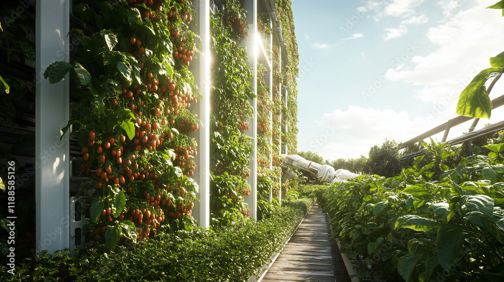 Plant vertical farms producing plant.A vertical farm with stacked ...