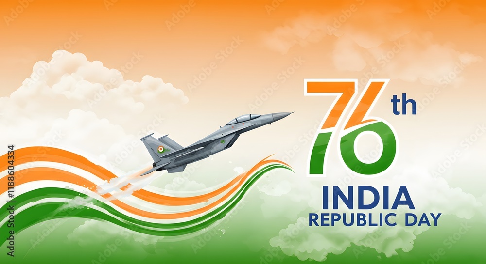 Fighter jet with seventy six number and tricolor wave for 76 Republic ...
