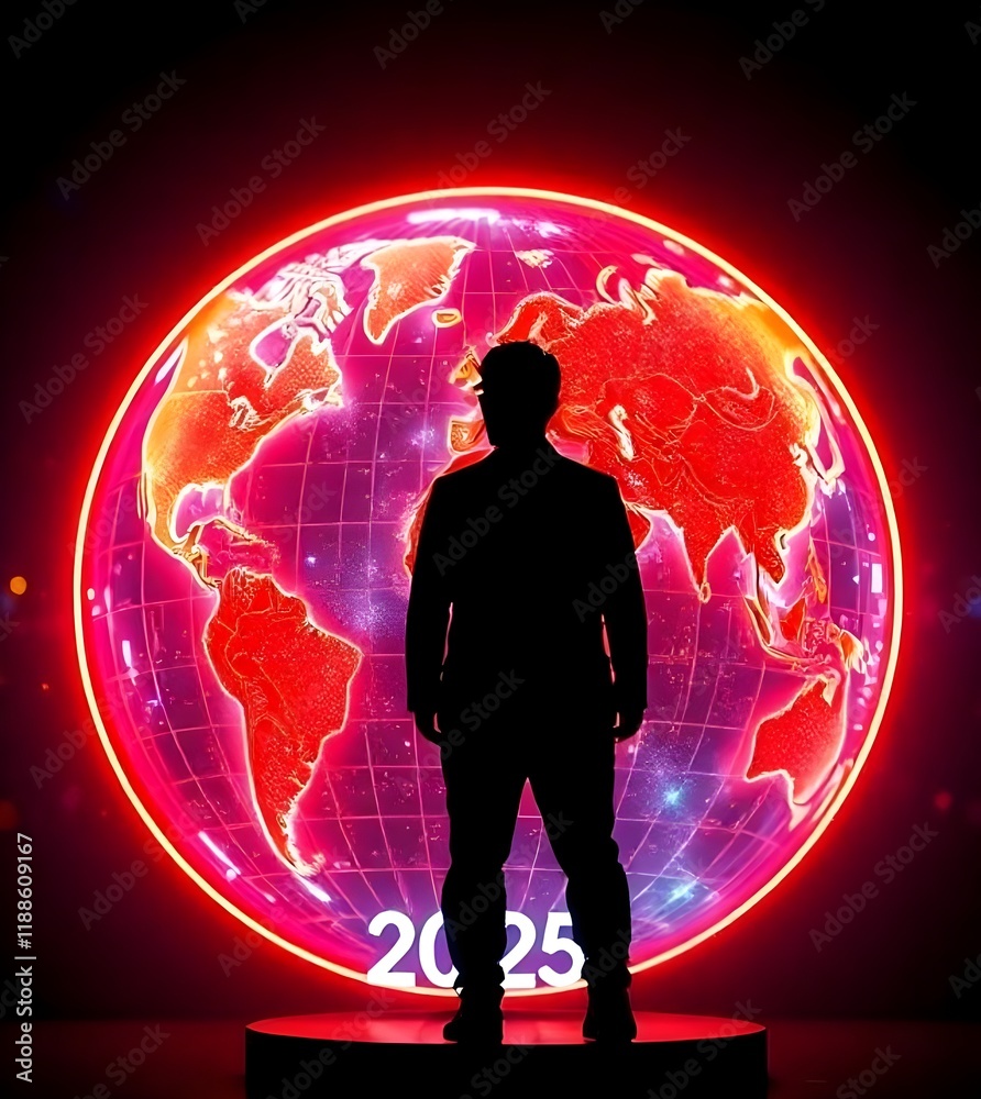 2025 Fturistic Global Economics, Economy trends concept with glowing ...