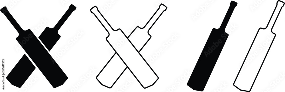 Cricket bats icon set. Cricket game vector collection isolated on ...