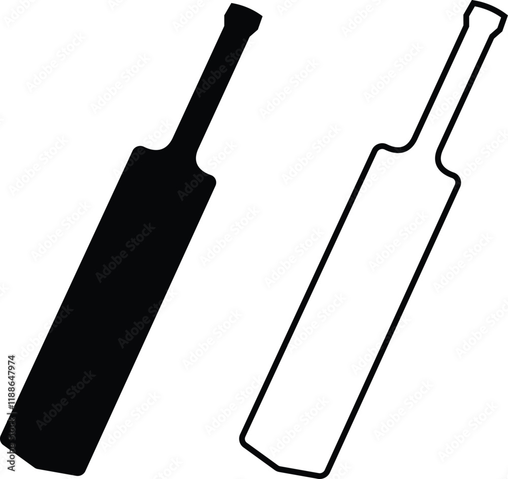 Cricket bats icon set. Cricket game vector collection isolated on ...