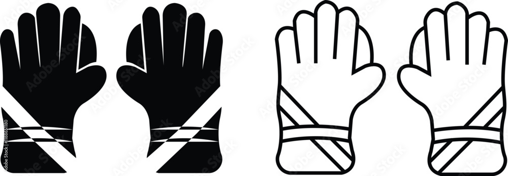 Cricket gloves icon set. Cricket game vector collection isolated on ...