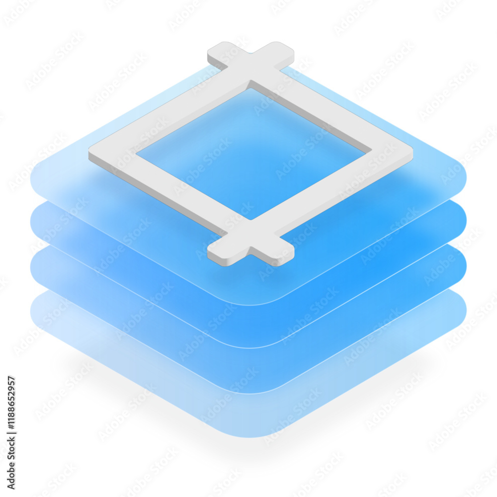 Isometric Layer Business Widget App Glassmorphism UI Icon Sign 3D and Symbol Design Illustrator ...