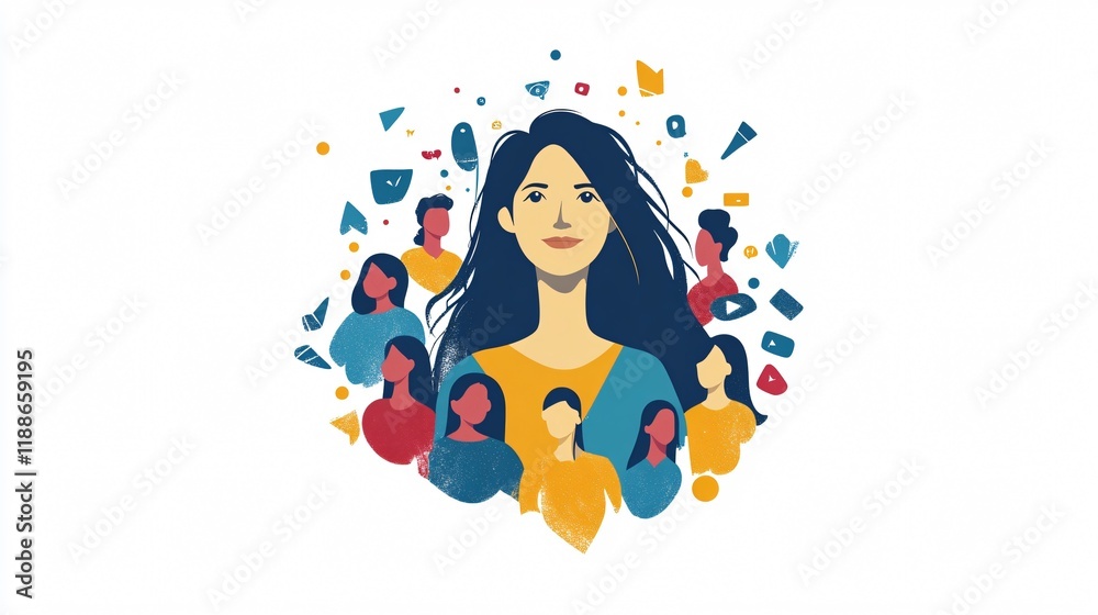 Creative Avatar Design of a Female Person with Unique Style and Fashion ...