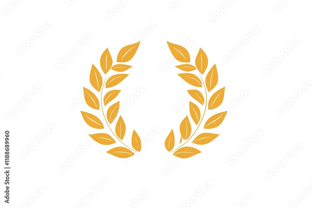 Golden Laurel Wreath: Victory, Achievement, Award, Triumph, Success Symbol. Perfect for logos ...