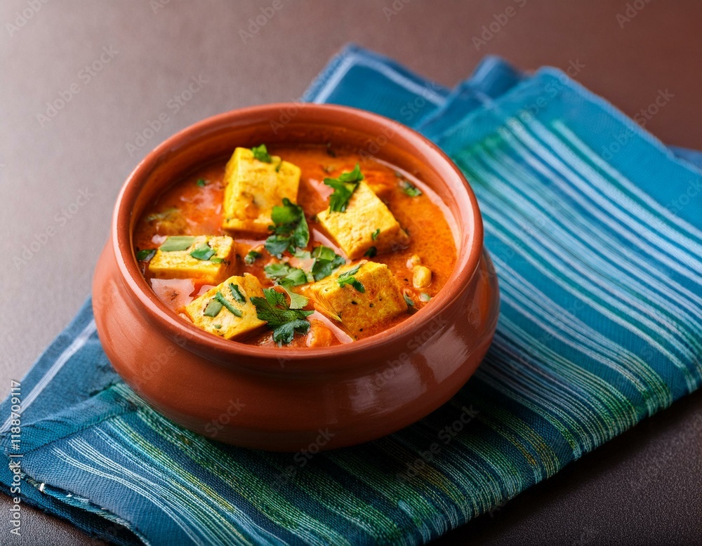 Indian traditional cuisine paneer handi in clay pot Stock Photo | Adobe ...
