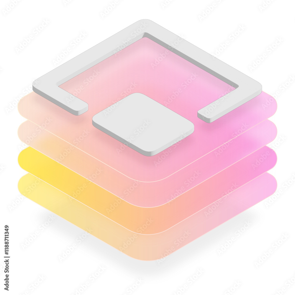 Isometric Layer Business Widget App Glassmorphism UI Icon Sign 3D and Symbol Design Illustrator ...