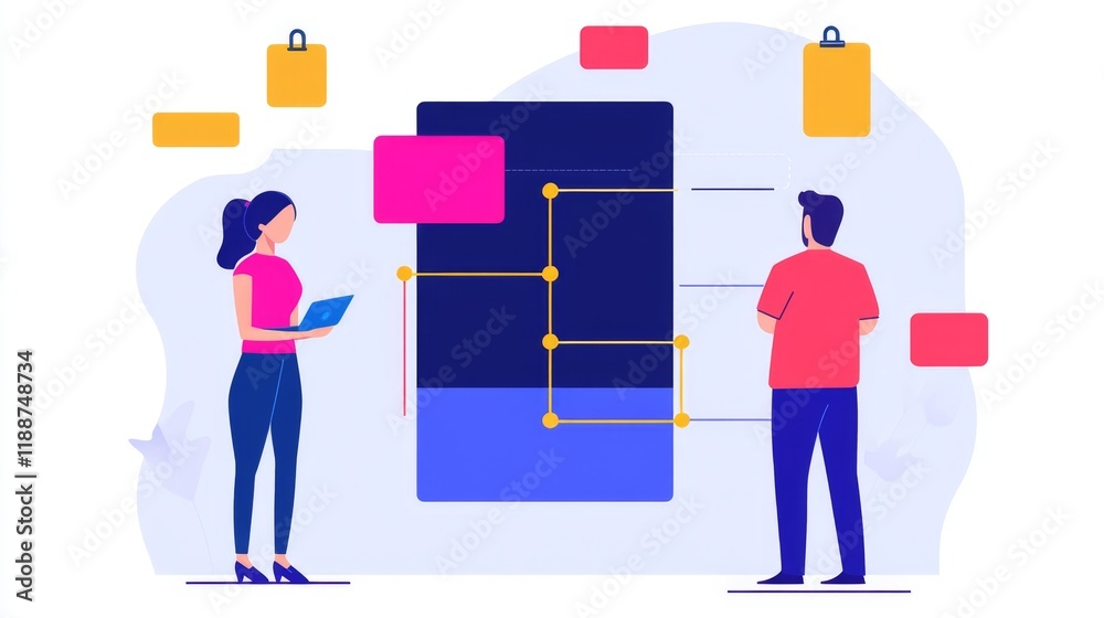 Strategy and process alignment, professionals using flowcharts ...