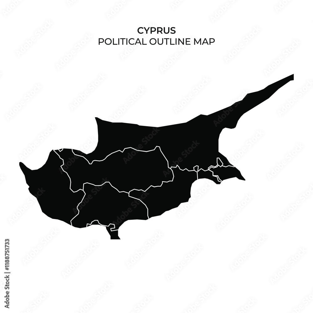 Political outline map of Cyprus with highlighted regions in black Stock ...