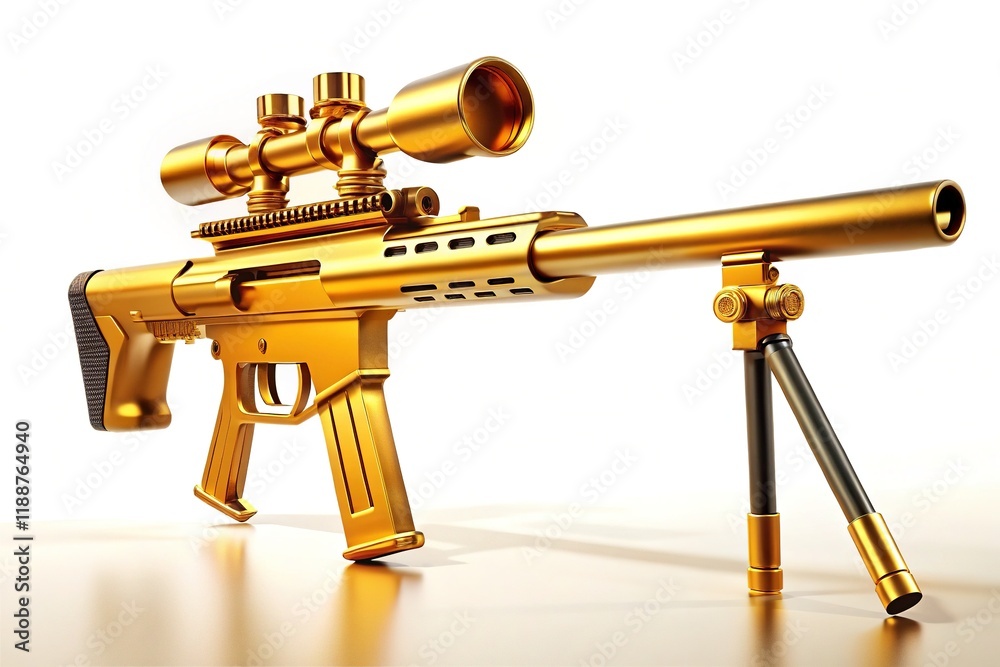 Gold Sniper Rifle, 3D Render, High-Resolution, Isolated, Weapon ...