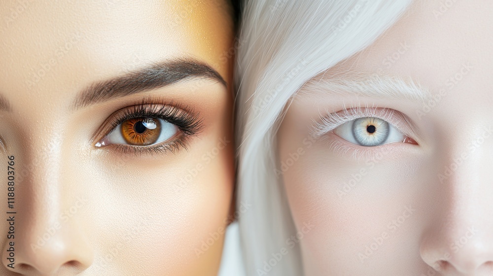 Diverse beauty standards concept. Two contrasting faces with distinct ...