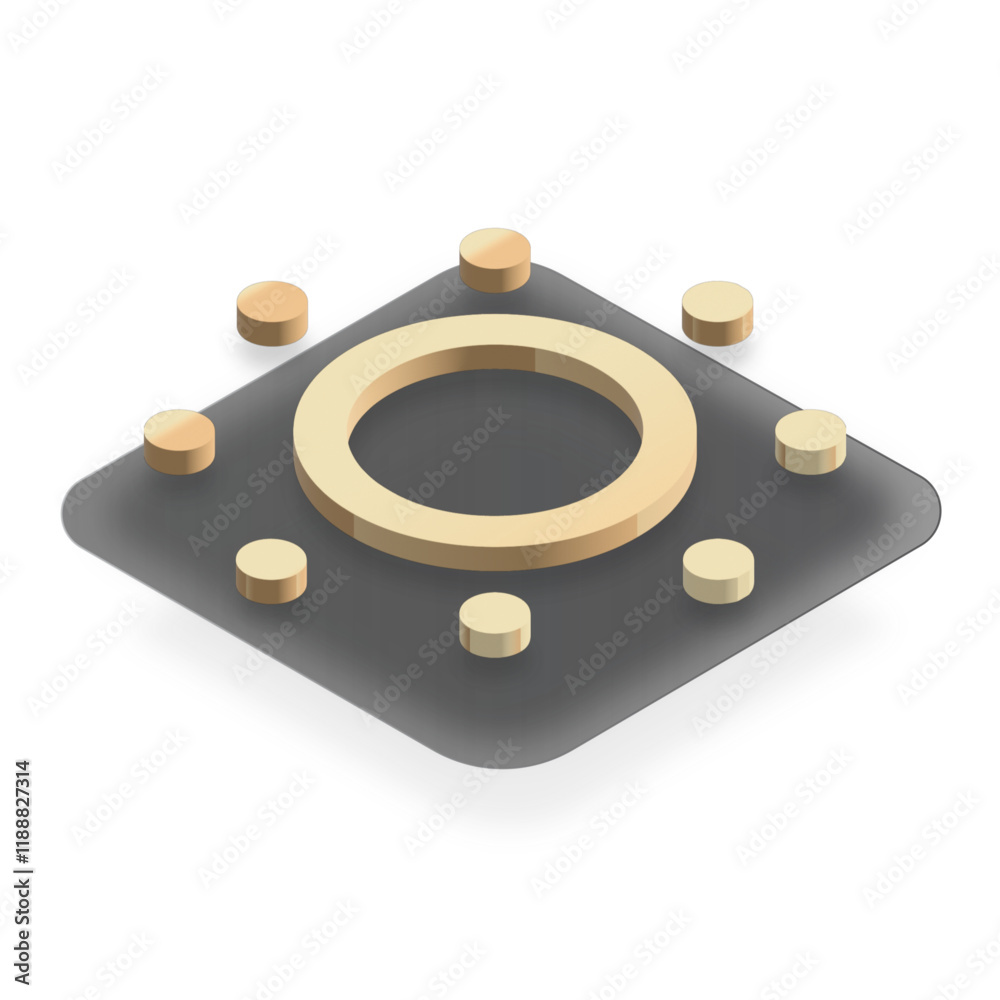 Luxury Gold Isometric Layer Business Widget App Glassmorphism UI Icon ...