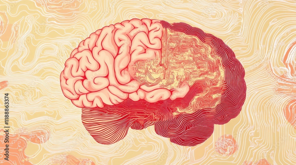 Human brain showing Intelligent thinking processing through the concept of a neural network ...