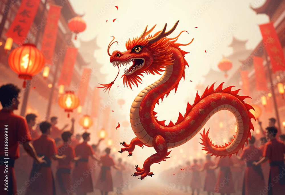 Snake Guardian at the Festive Gate: A majestic snake coils around a ...