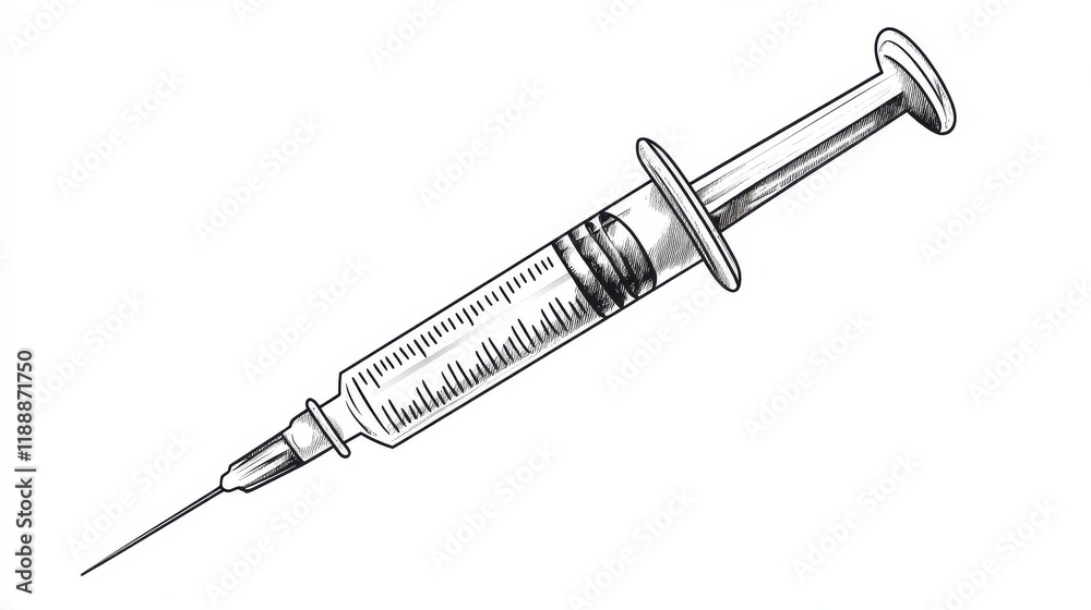 Injection hand drawn outline doodle icon. Syringe vaccine injection as ...