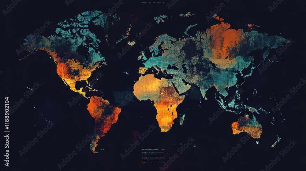 Global stats and big data concept with digital graphic colourful dotted ...