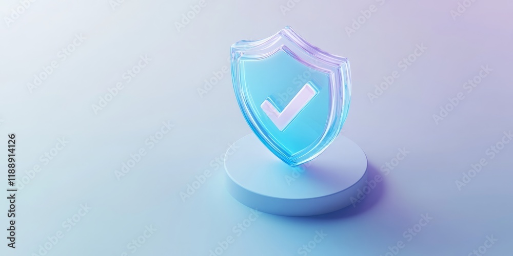 3D Isometric Icon of a Security Shield with Check Mark in Blue and ...