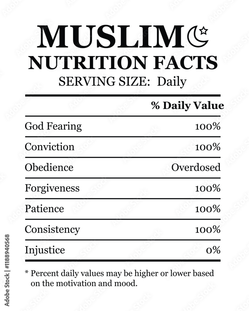 Muslim nutrition facts template design Stock Vector | Adobe Stock