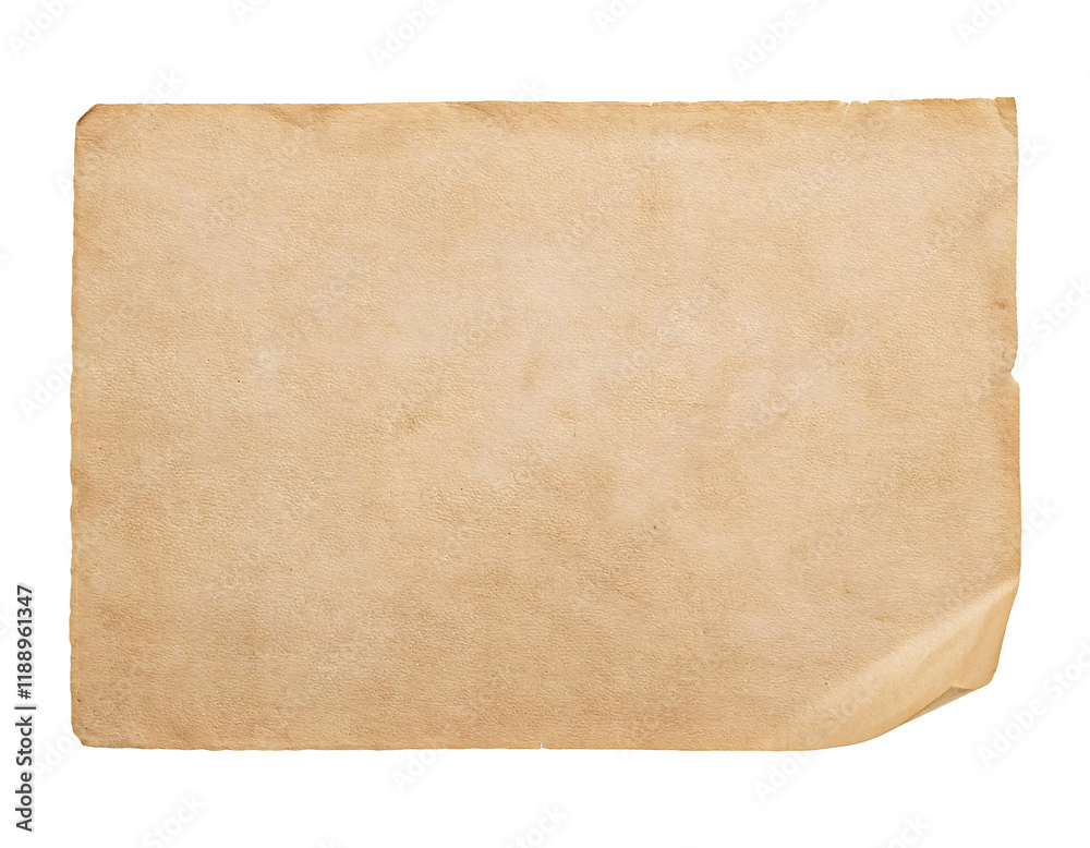 aged vintage paper sheet isolated background, retro parchment texture ...
