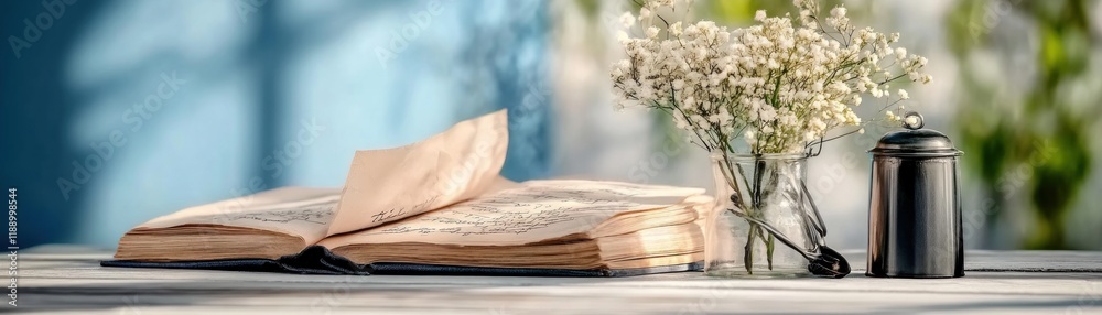 Grandma's Kitchen A Timeless Legacy, An old recipe book, open on a ...
