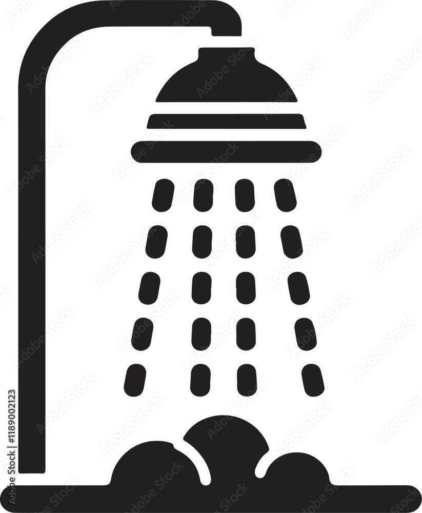 Shower icon silhouette vector. Shower sing. Shower logo icon. Watering ...