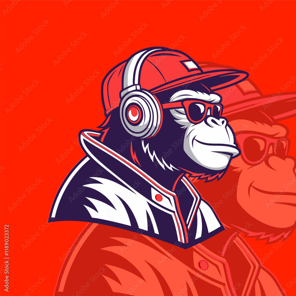 Gamer Ape with headset mascot logo for Sport and E-Sport Gaming Teams ...