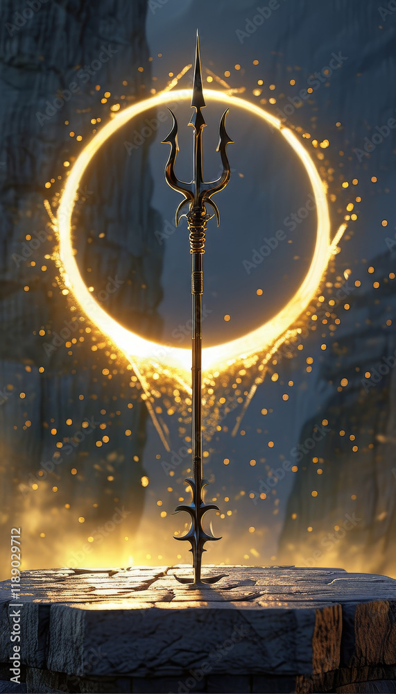 Great Night of Lord Shiva Background, Trishul and crescent moon, Trishul, trident, a glowing ...