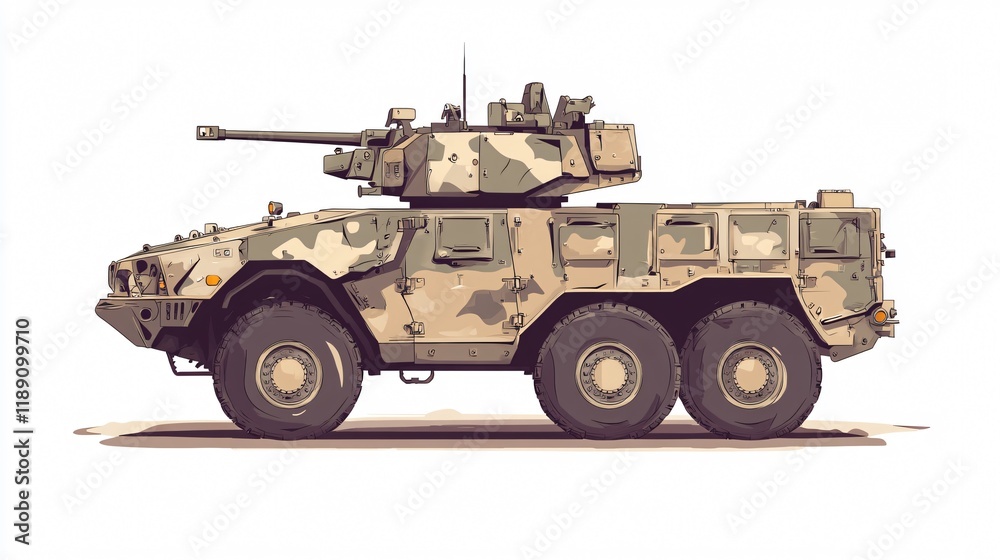 Stryker M1126 Military Armored Vehicle Vector Illustration for Defense ...