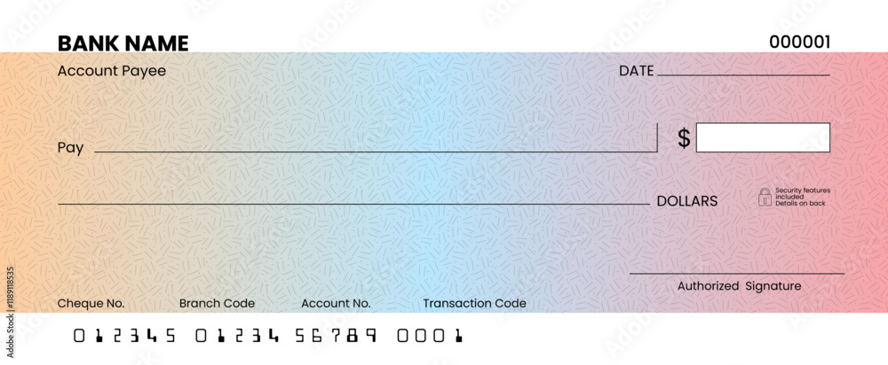 Blank check template, bank cheque vector, customizable design ...