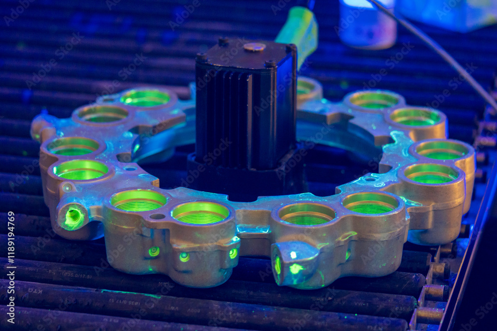 Foto de Stock Aerospace NDT Inspection Showing Fluorescent Penetrant ...