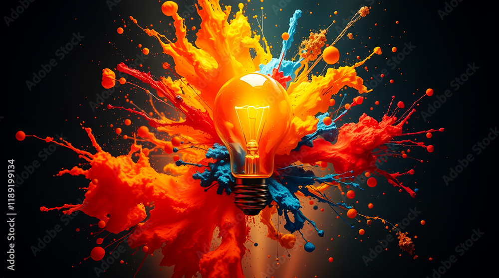 Epic, grand scene depicting a distinct split composition, a glowing ...