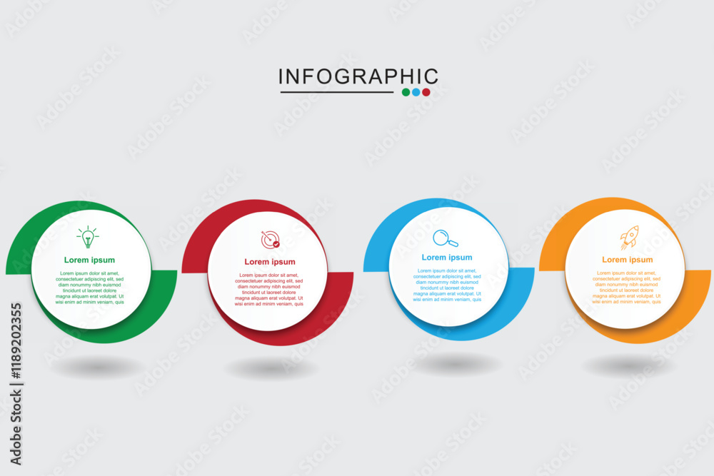 Business infographic template. 4 Step timeline journey. Process diagram ...