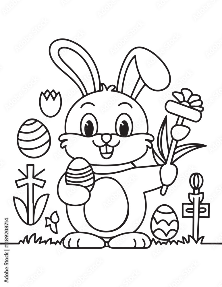 Easter Coloring page, Easter egg Coloring Page, Easter Holiday coloring ...