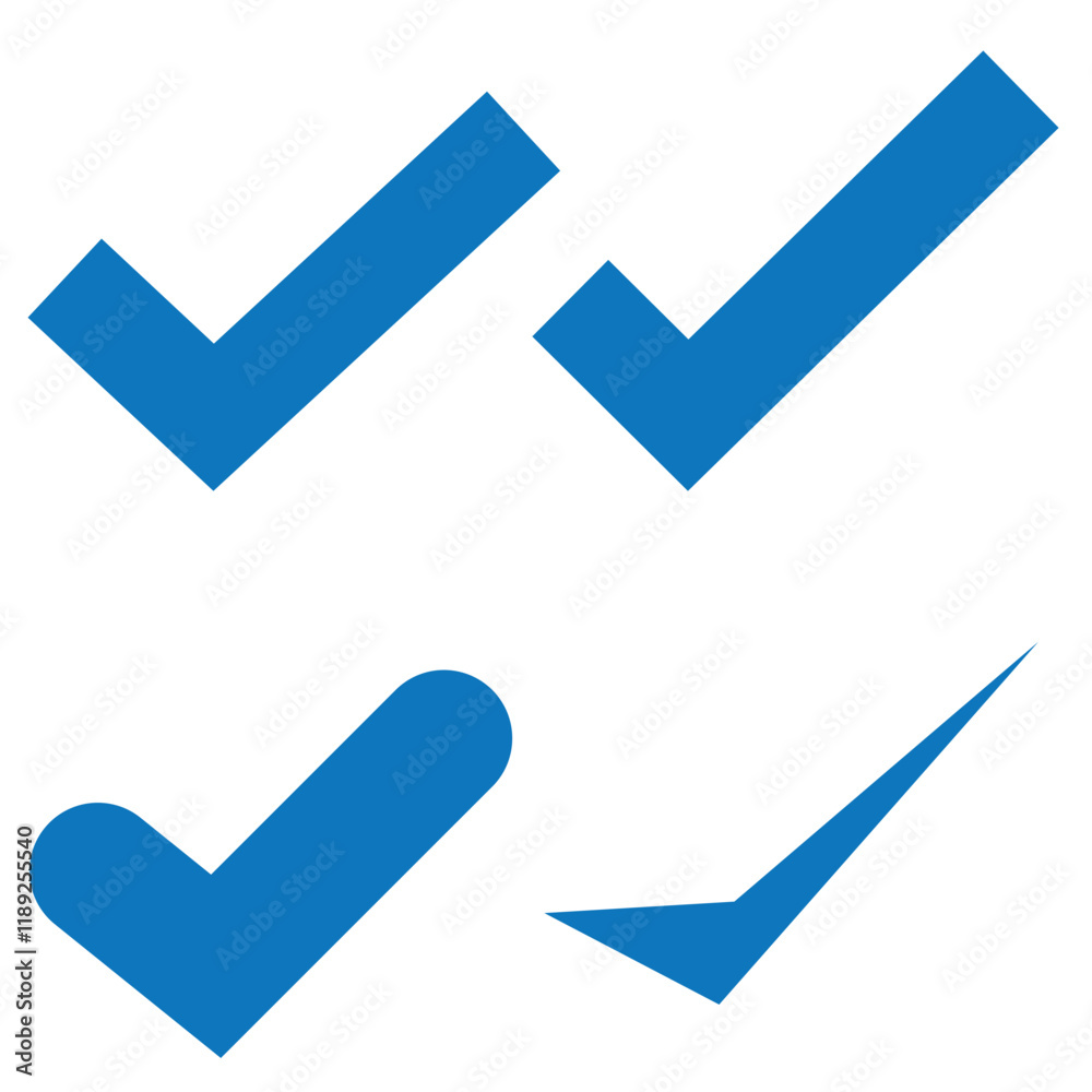 check list icon set. approved symbol, checked checkbox mark, checkmark set, editable line. Stock ...