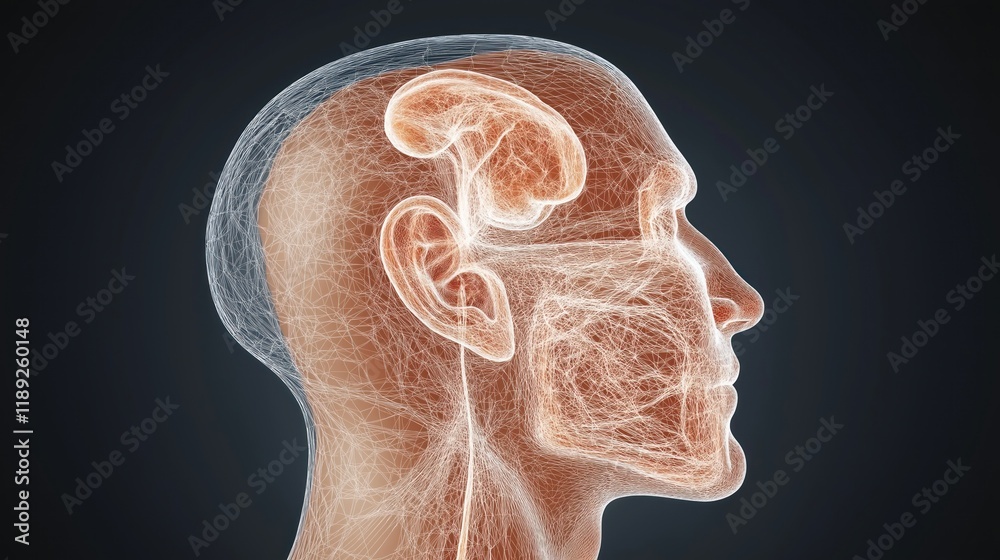 Detailed anatomical illustration of human ear outer middle, inner ear ...