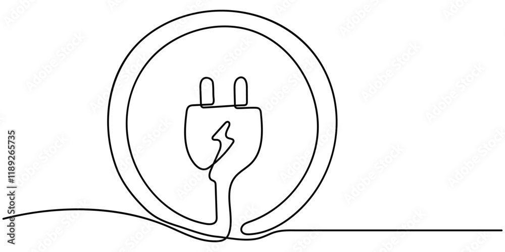 Charger icon continuous one line drawing, Hand drawn phone or digital ...