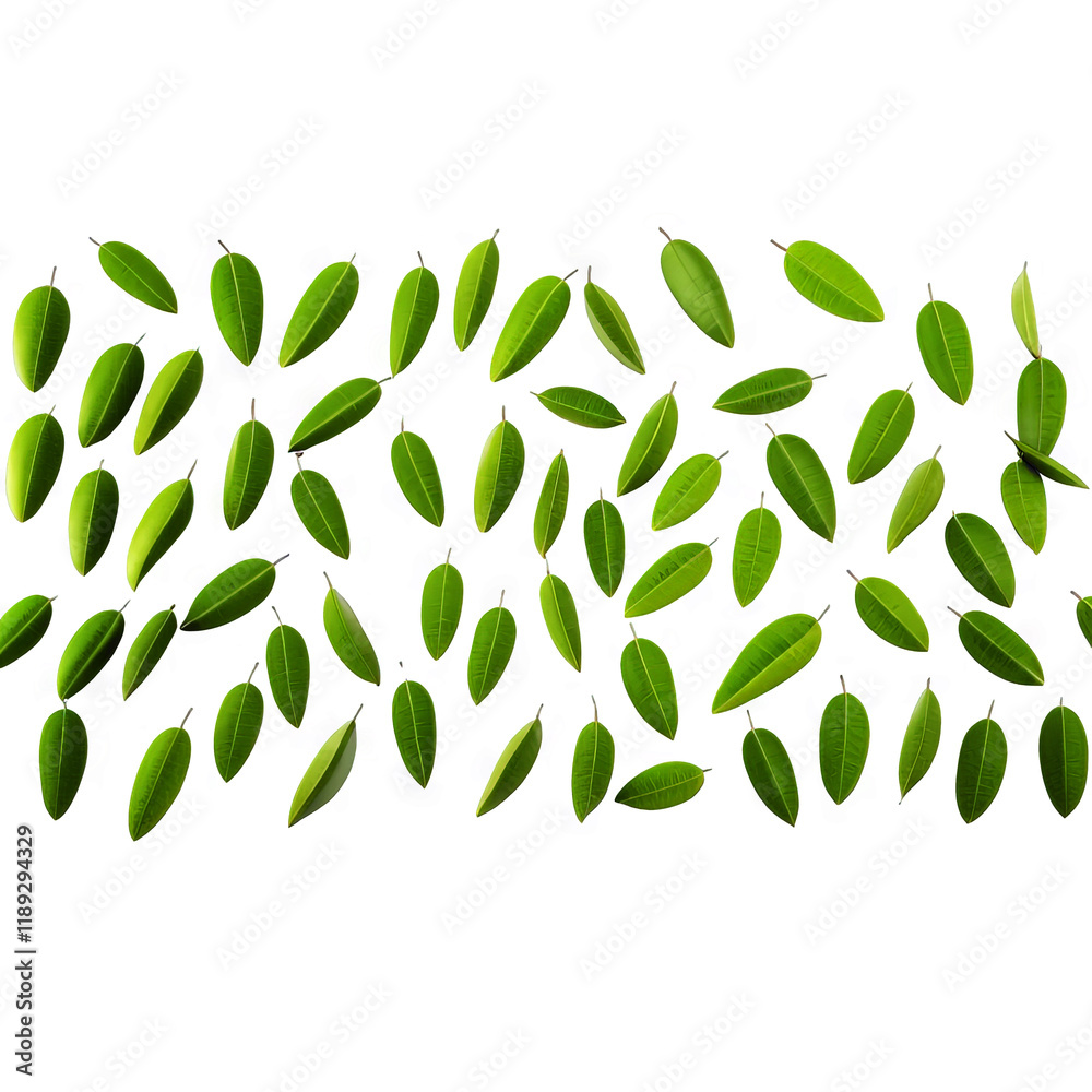 Falling Mango Leaves Isolated On Transparent Background With Delicate ...